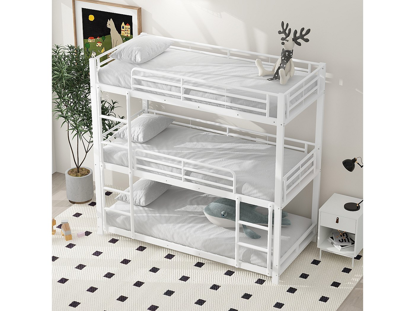 Estrutura de beliche, cama de metal, cama empilhada 90x200cm, cama ...