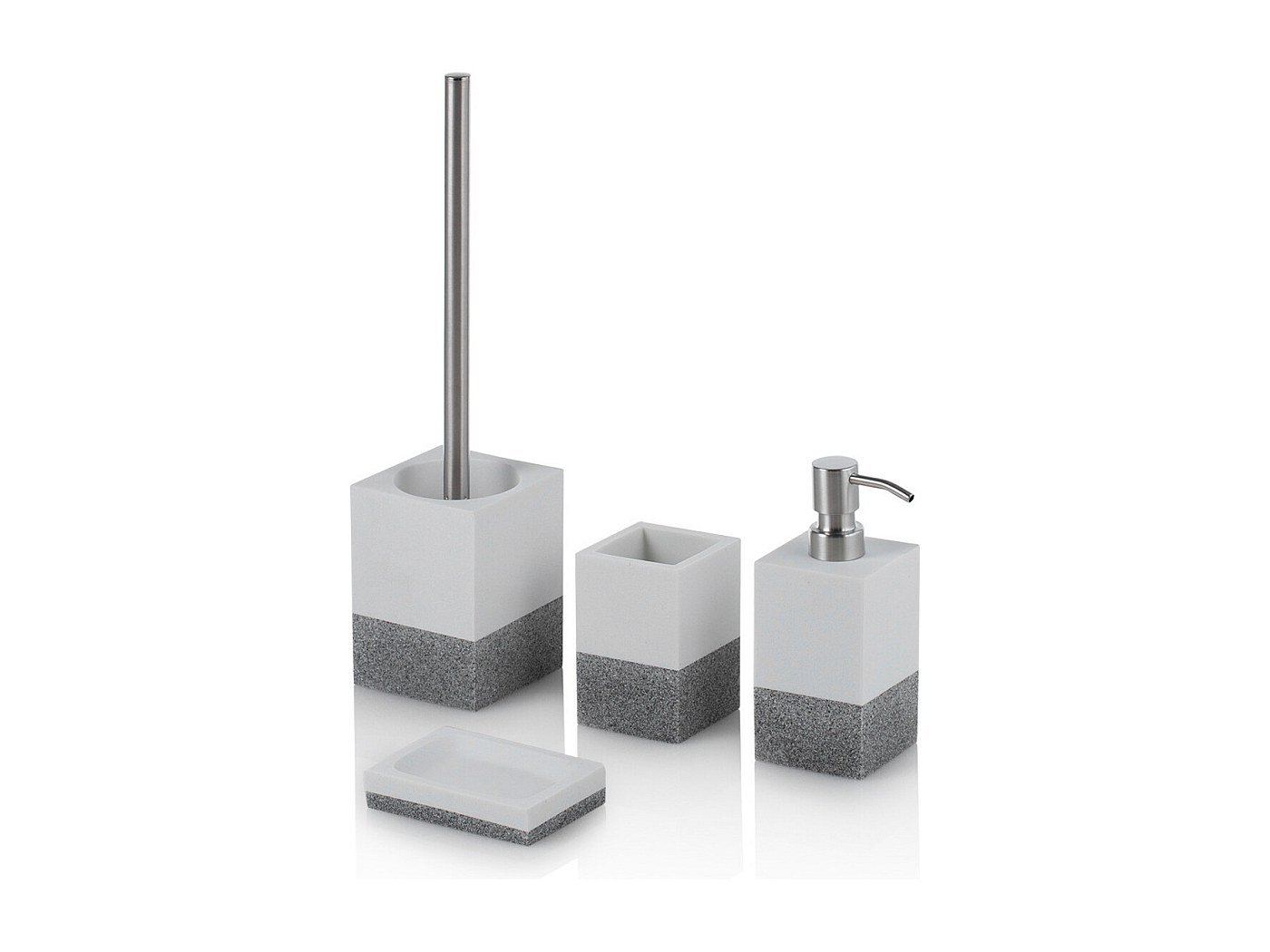 Set bagno 4 pezzi RABAT bianco/grigio