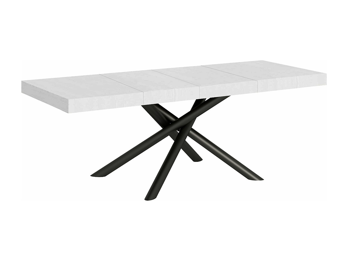 Table extensible 90x160/420 cm Famas Premium Frêne Blanc cadre Anthracite