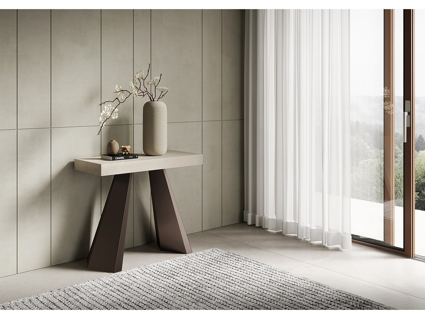 Itamoby Consolle allungabile 90x40/300 cm Diamante Cashmere telaio Orso