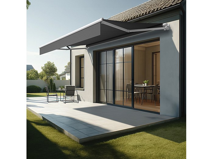 Store banne loggia LOCUS 4,00x2,00m (Motorisé à Télécommande - Gris ...