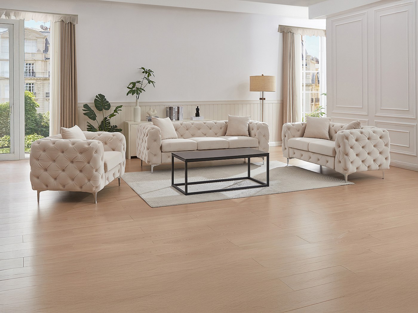 Chesterfield-Sofa 3-Sitzer, 2-Sitzer & Chesterfield-Sessel - Samt ...