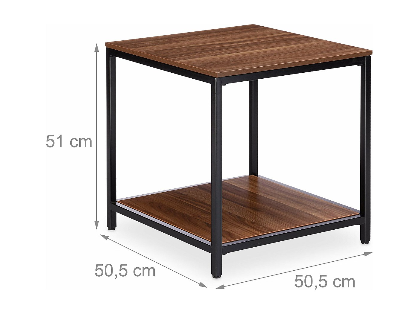 Table basse d’appoint bois cadre métal 50 cm noir 13_0002667