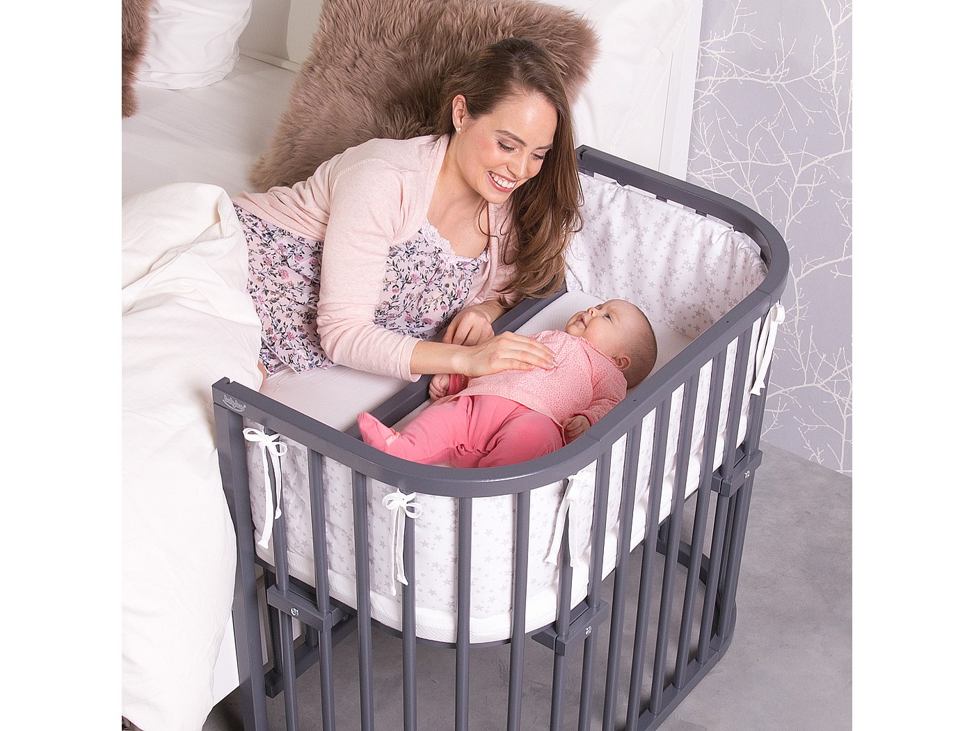 Grand Lit berceau Cododo Gris avec matelas - Maxi Comfort