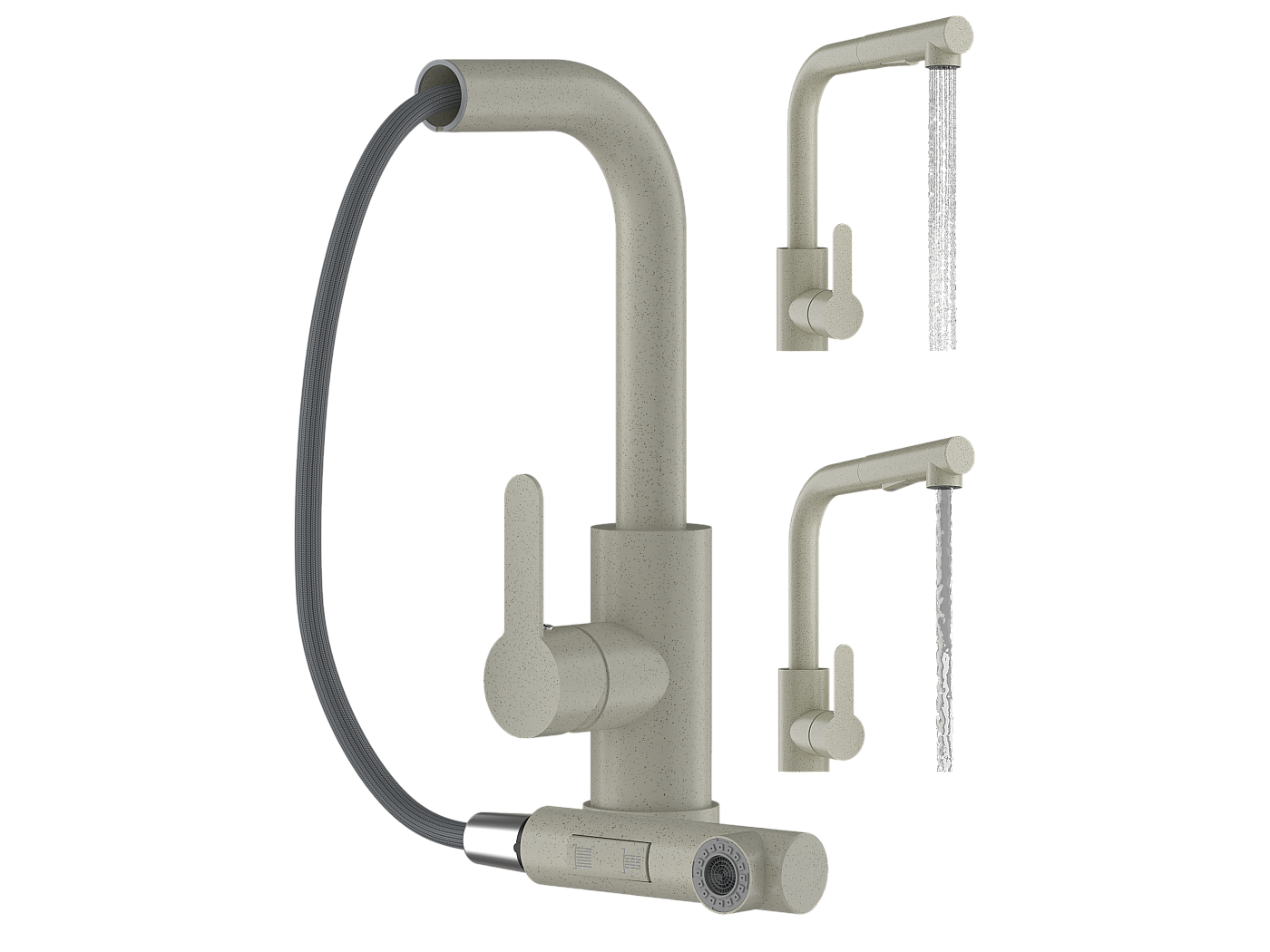 MÉLANGEUR DE CUISINE BEIGE DOUCHETTE EXTRACTIBLE 2 DOUCHETTES POUR ...