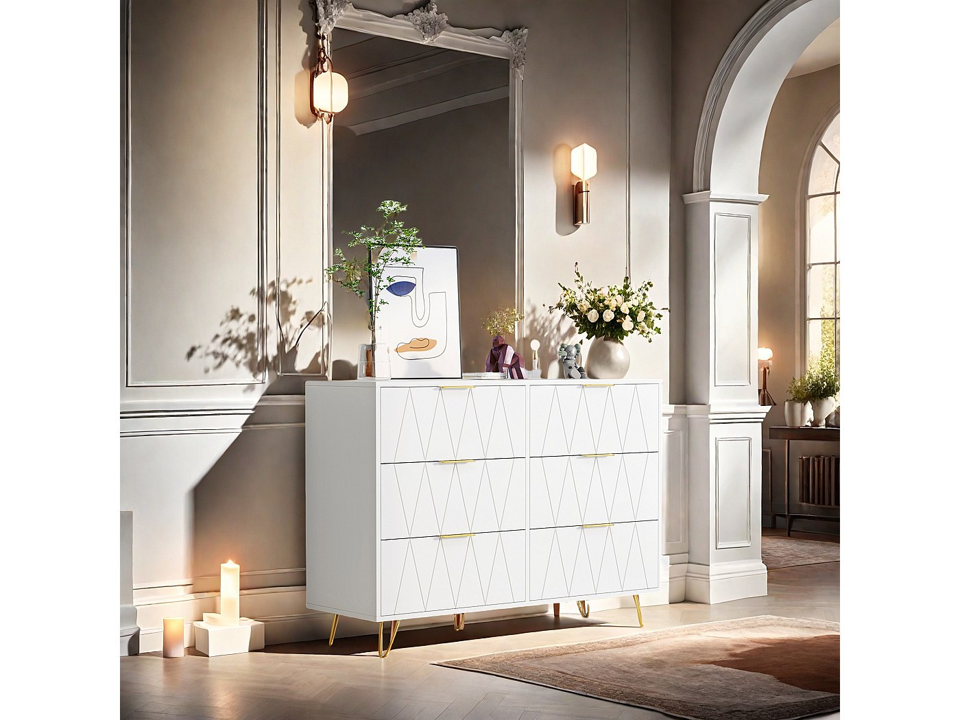 Chest of Drawers with 6 Drawers, 100 x 34 x 72.5 cm, Cabinet with 6 ...