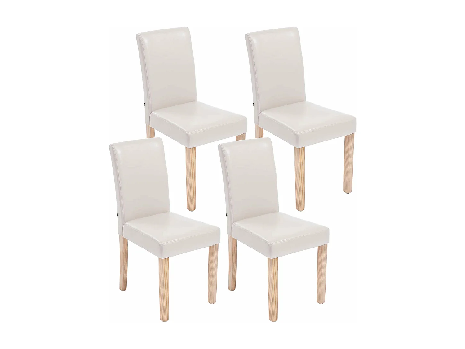 Lot de 4 chaises de salle à manger design moderne en PVC crème et pieds ...