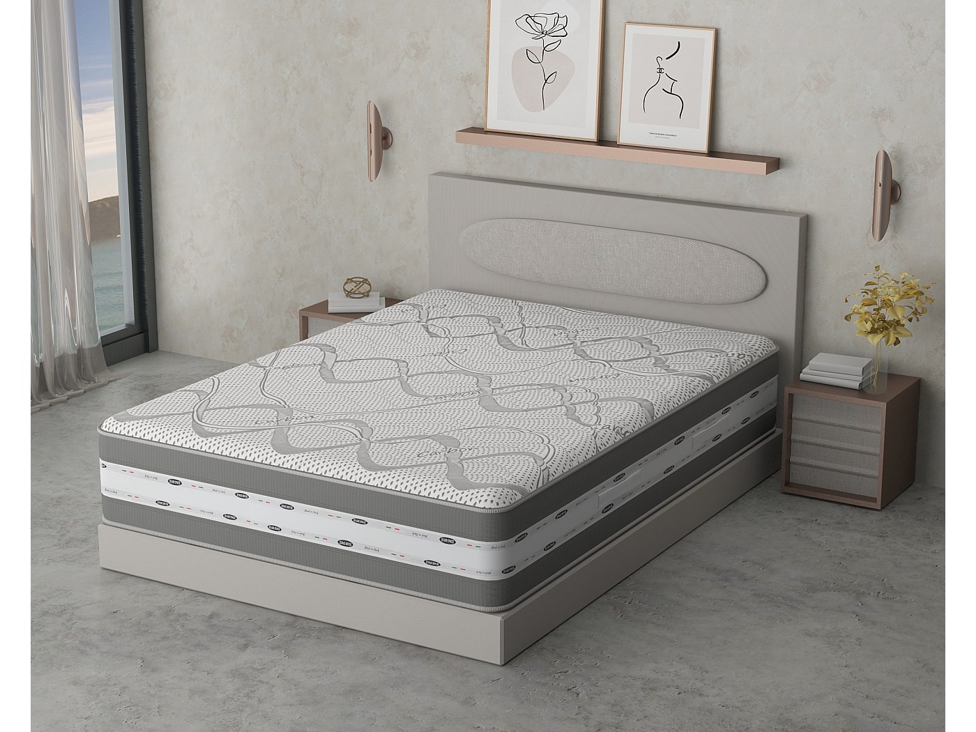 Colchón Memory Foam Wind Essential, Funda Carbono Desmontable 160x200x25