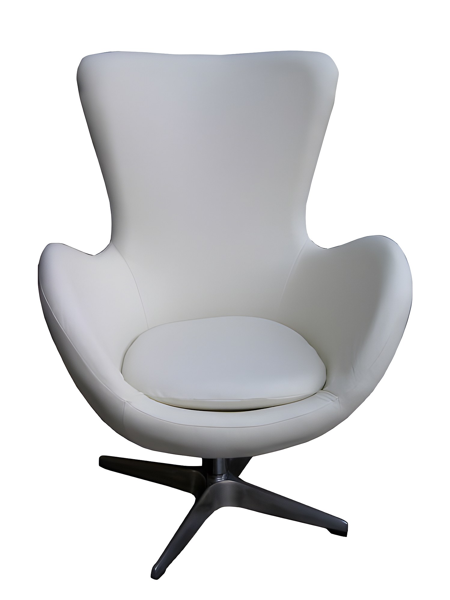 COCOON - Fauteuil rotatif aspect cuir blanc