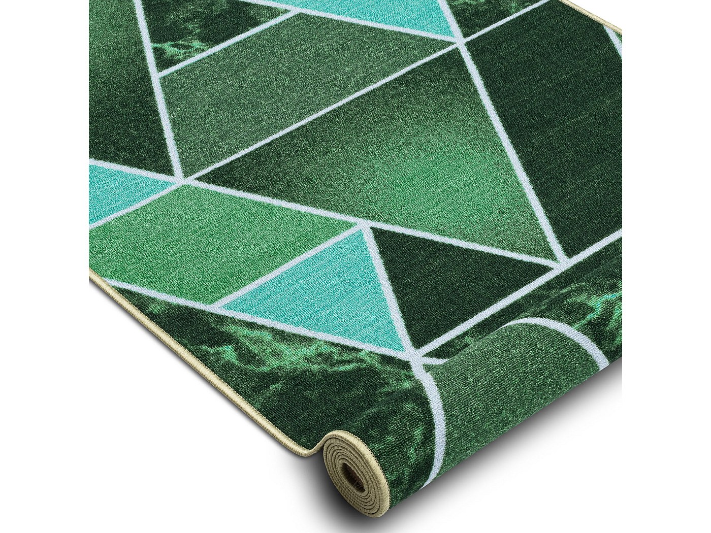 Corredor antiderrapante TRÓJKĄTY triângulos, verde goma 67x1400 cm