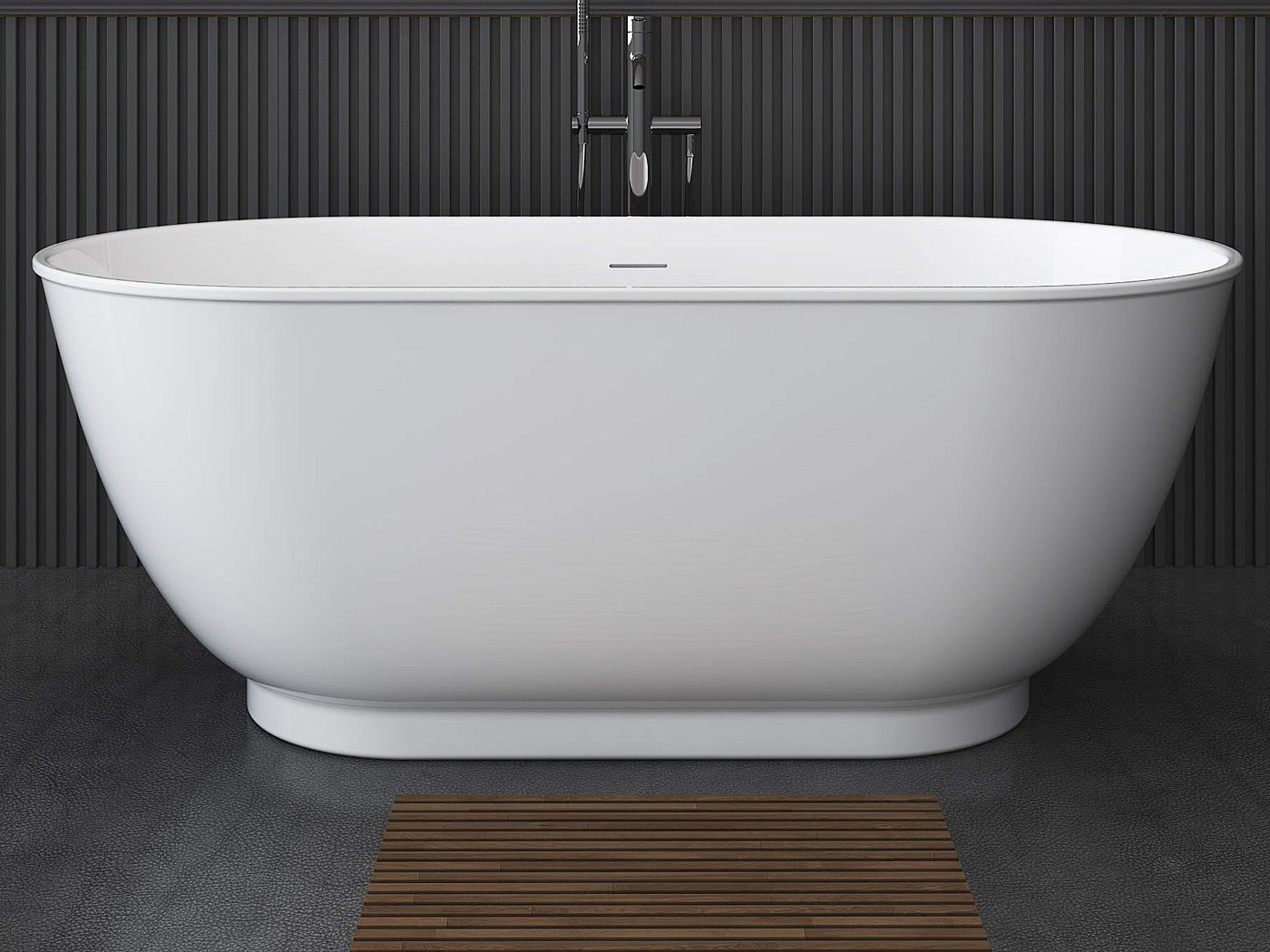 Feistehende Badewanne oval - 210 L - 150 x 74 x 57 cm - Acryl - Weiß ...