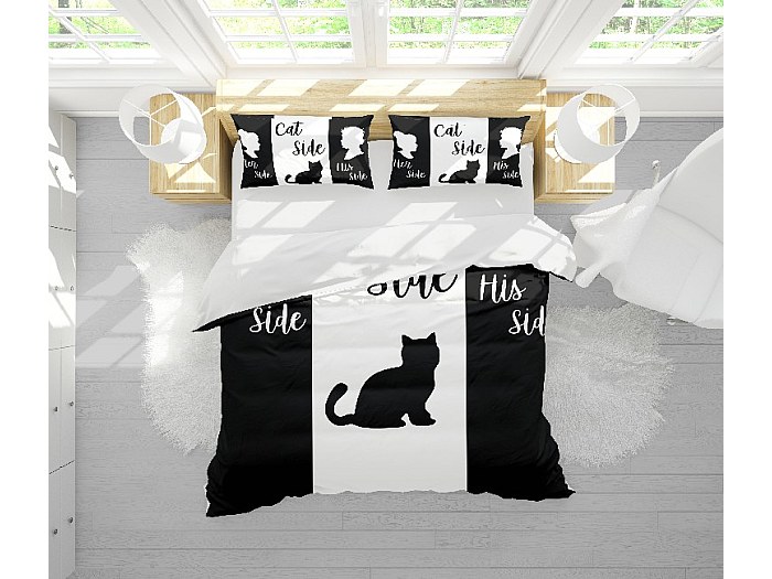 Housse de couette Cat Side 3 - Noir, blanc - 200 X 250 cm