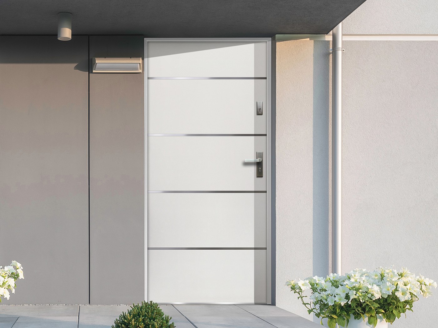 Porta de entrada em aço e inox A207 x L100 cm branco abertura para a ...