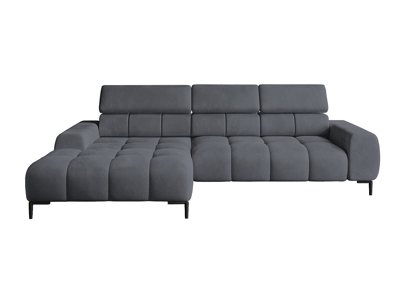 Ecksofa PLAZA-MINI Stoff SOLAR Longchair Links, Flauschige Rückenlehne ...