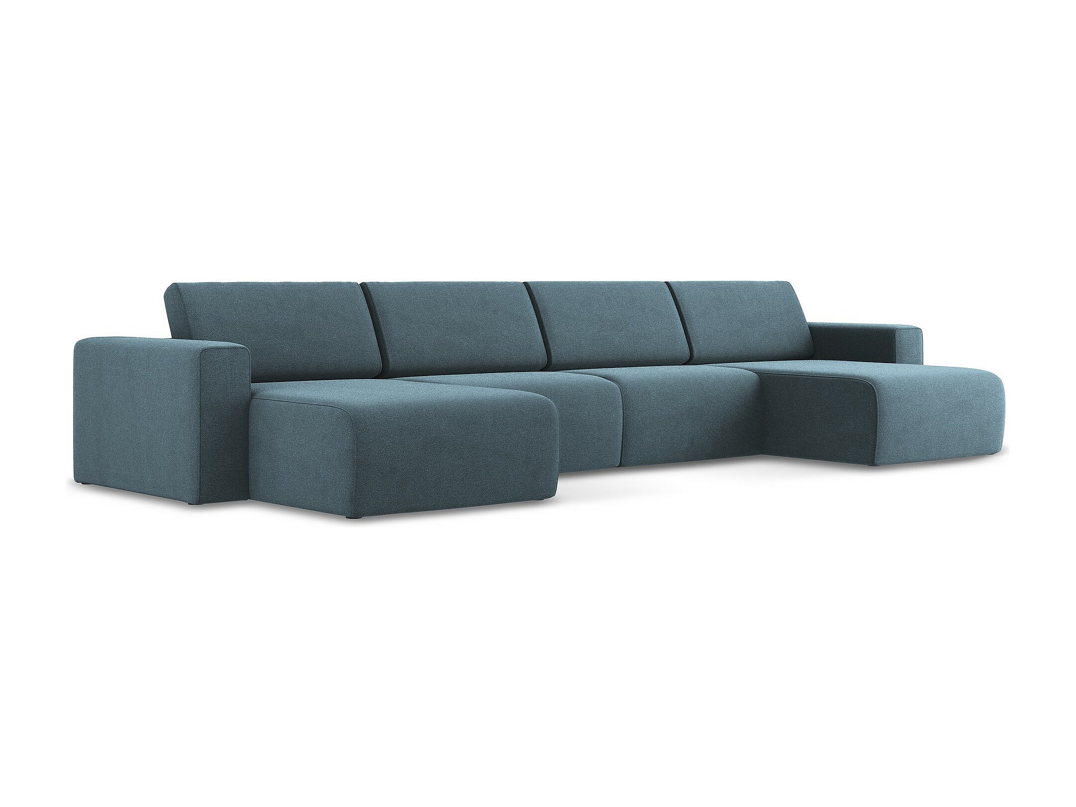 Modulaire panoramische bank van Lichtblauw Structurele stof - KALEA