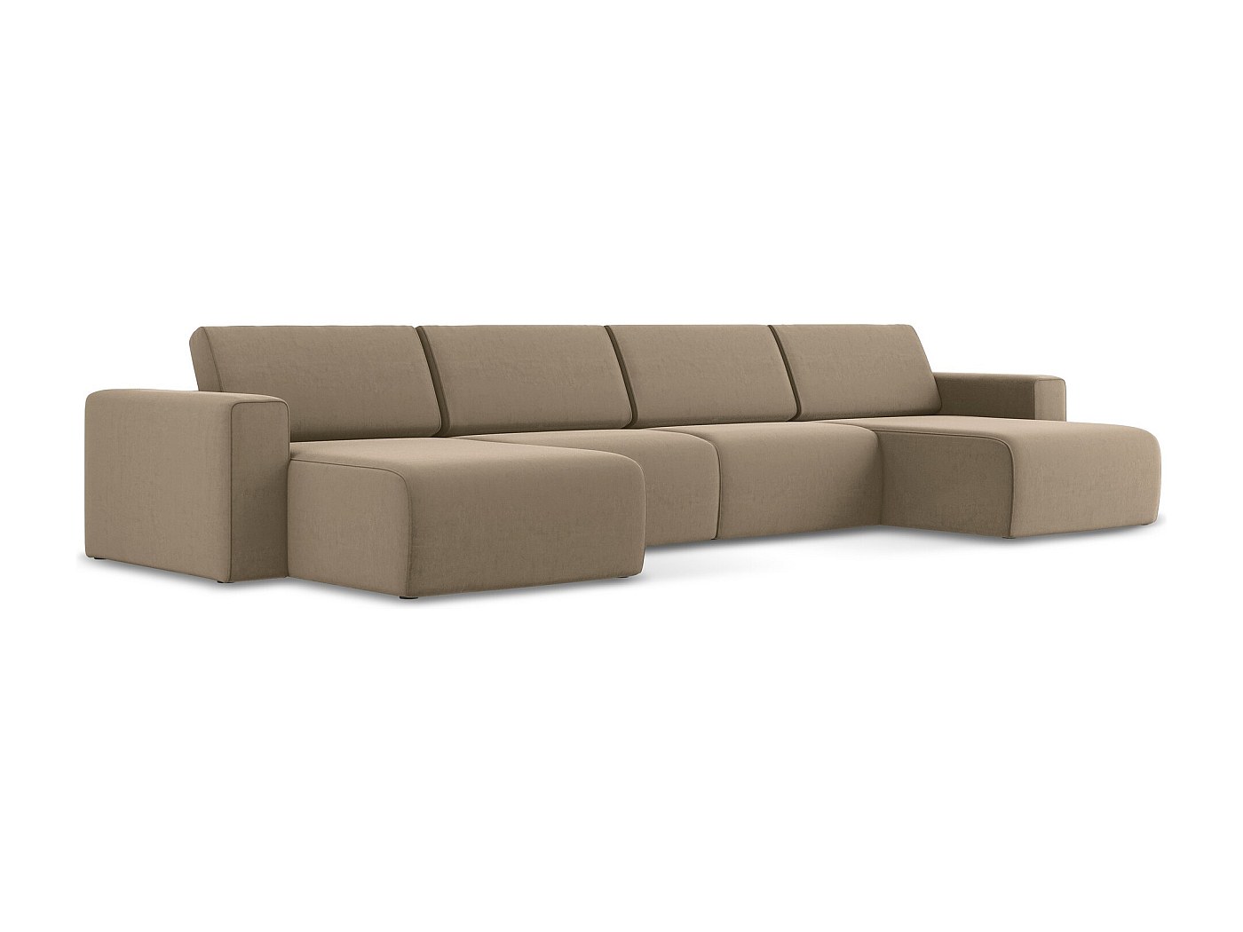 Canapé modulable panoramique en Samt - beige foncé - KALEA