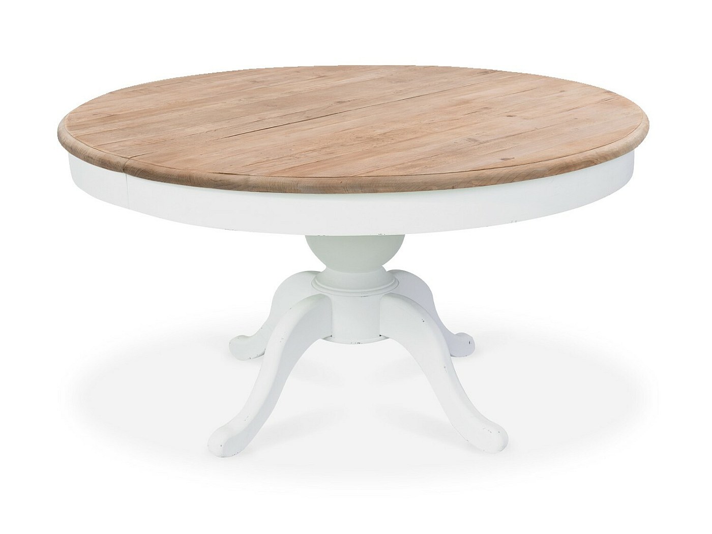 Table ronde extensible en bois massif SIDONIE blanc