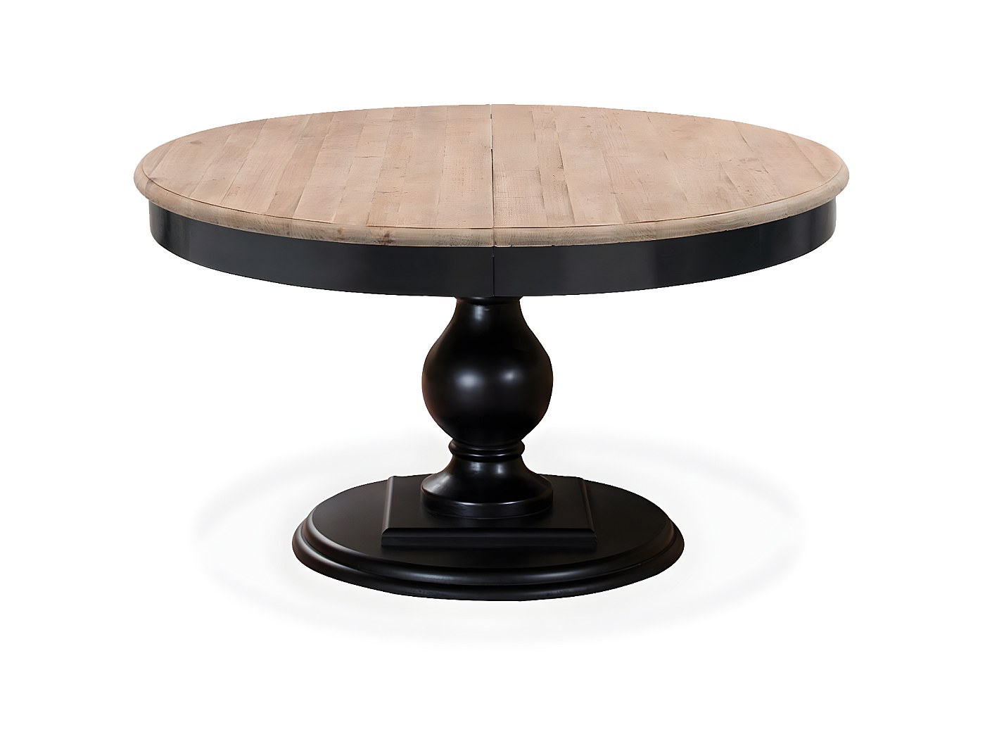 Table ronde extensible en bois massif Héloïse Bois naturel et pied noir