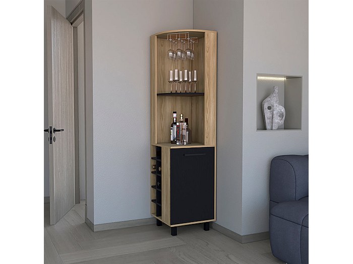 Mueble Bar Kaia en melamina con 3 estantes , 9 portacopas , 10 ...