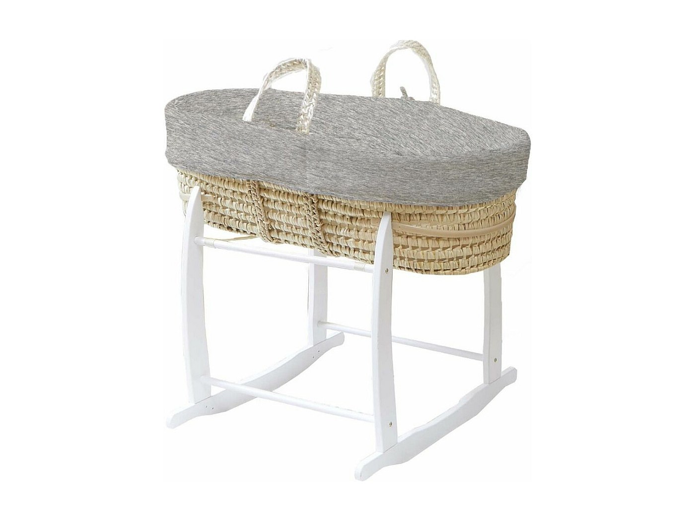 Cesta Porta Bimbo in Cotone Biologico Grigio Perla e Supporto Bianco