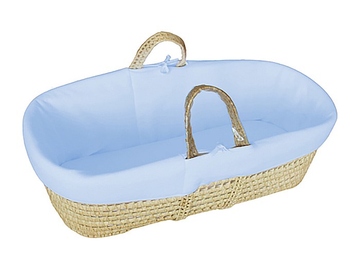 Cesta Porta Bimbo in Foglie di Palma e Cotone Biologico Blu Azzurro