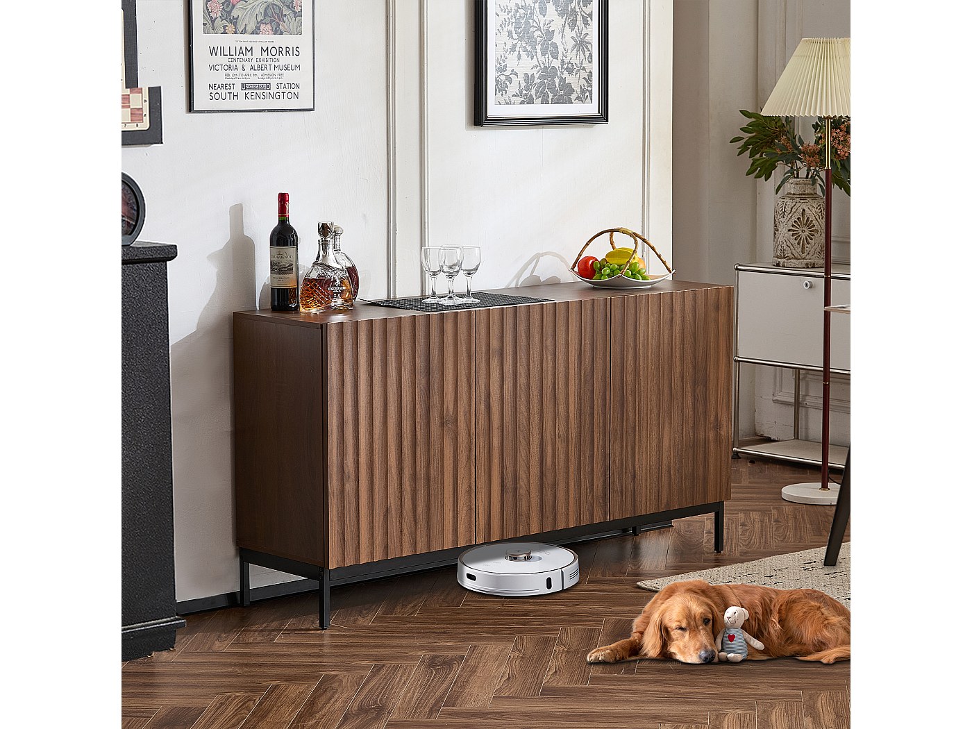 Credenza con 3 ante - 150 x 40 x 80 cm - Legno MDF - Ripiani regolabili ...