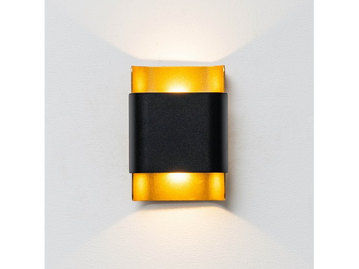 Petite applique carrée double éclairage LED extérieur noire et dorée ...