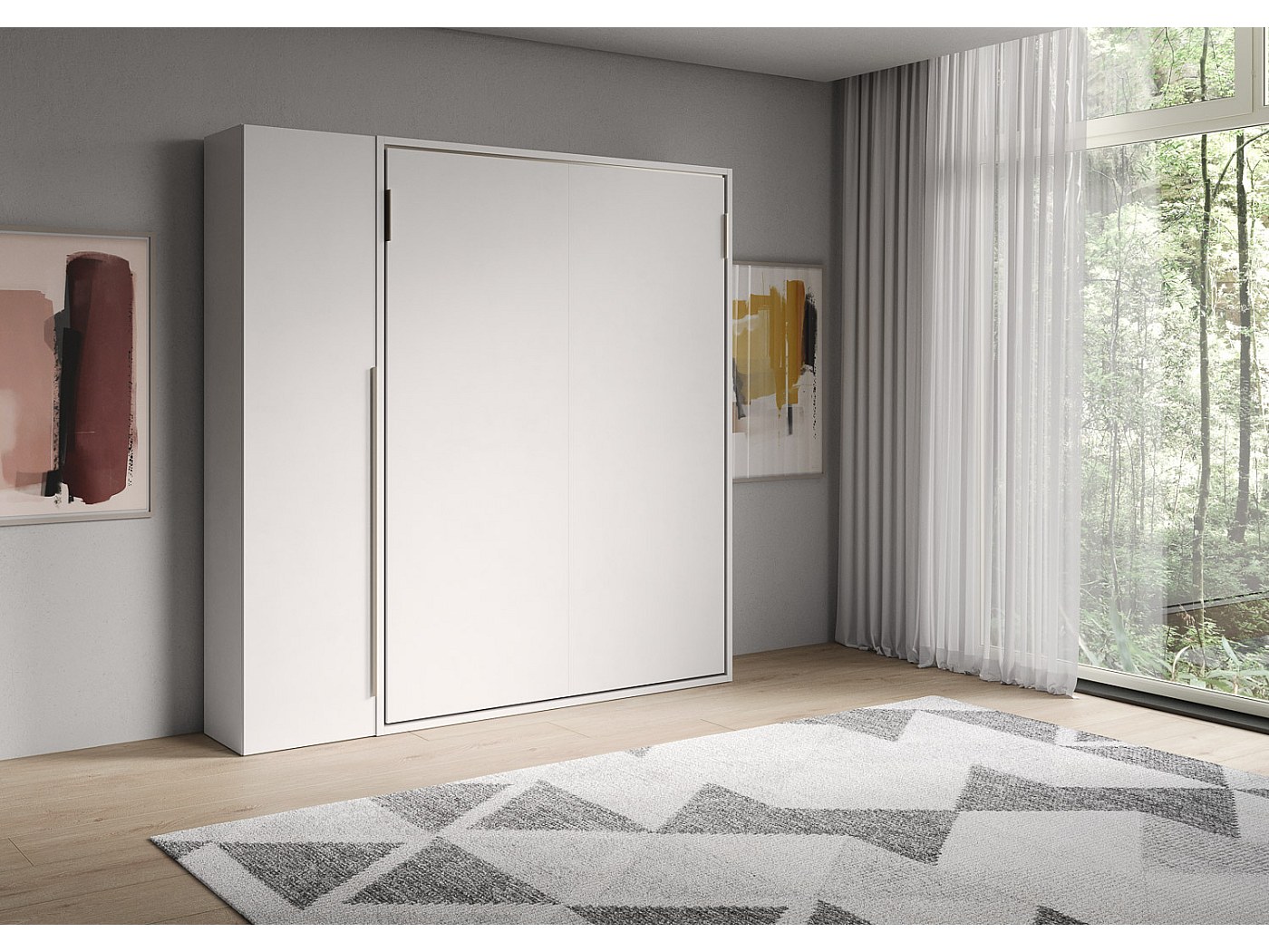 Lit double escamotable vertical Versia 160 avec armoire 1 porte droite ...