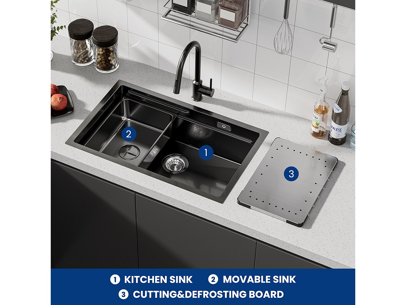 Spoelbakken Keuken - Multifunctionele Spoelbak Keuken 70×44cm ...