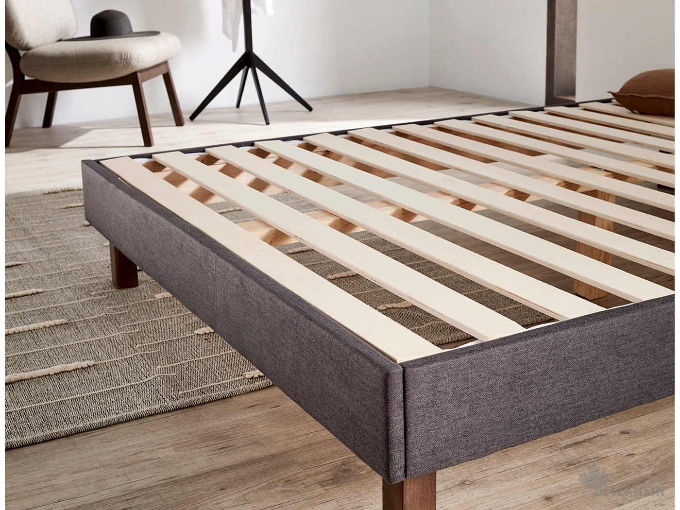 Pack Colchon y Base Tapizada Gris Con Patas | Medidas 180 x 200 | Gris ...