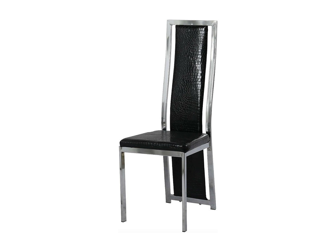 Chaise design simili cuir effet croco et acier chromé Milana - Lot de 6 ...