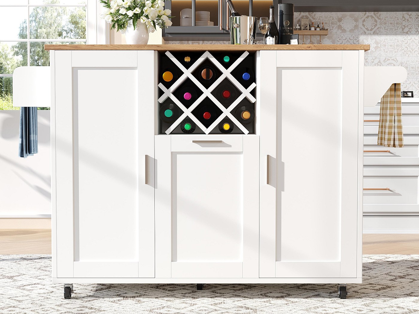 Buffet、meuble de bar、chariot à roulette avec plateau escamotable - 2 ...