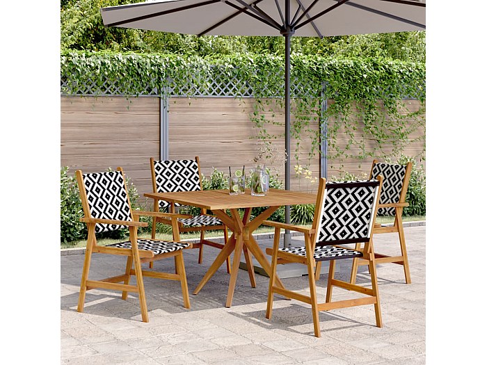 Juego de comedor de jardín 5 piezas madera maciza de acacia