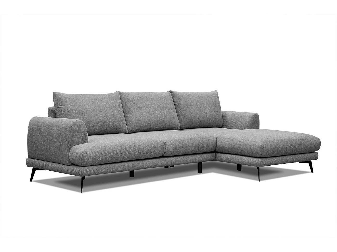 Canapé d'angle droit 4 places tissu gris - ADRIA