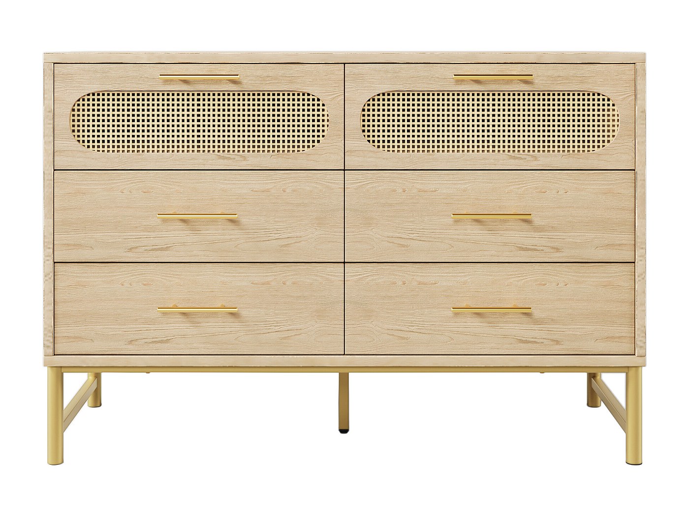 Commode En Rattan Avec 6 Tiroirs, Meuble De Rangement, Sonoma Chêne ...