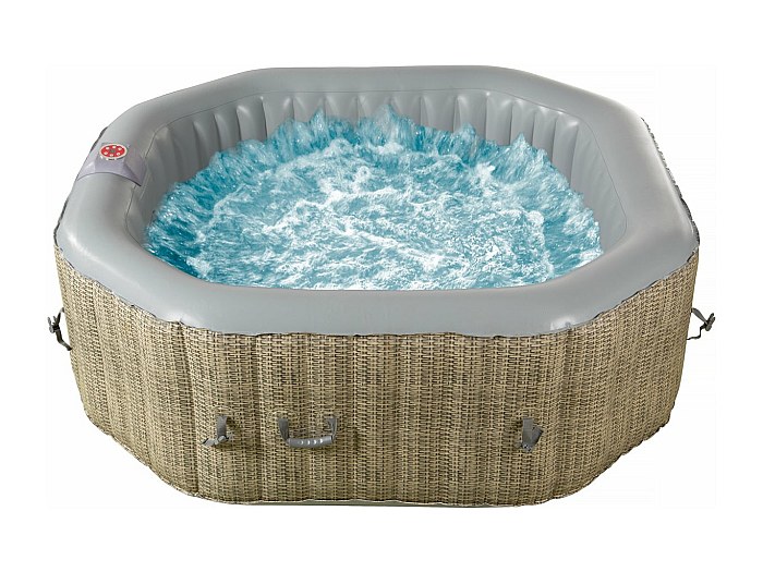 Achteckiges aufblasbares PVC-Spa "New York" – 6 Plätze – Hellgrau/Braun