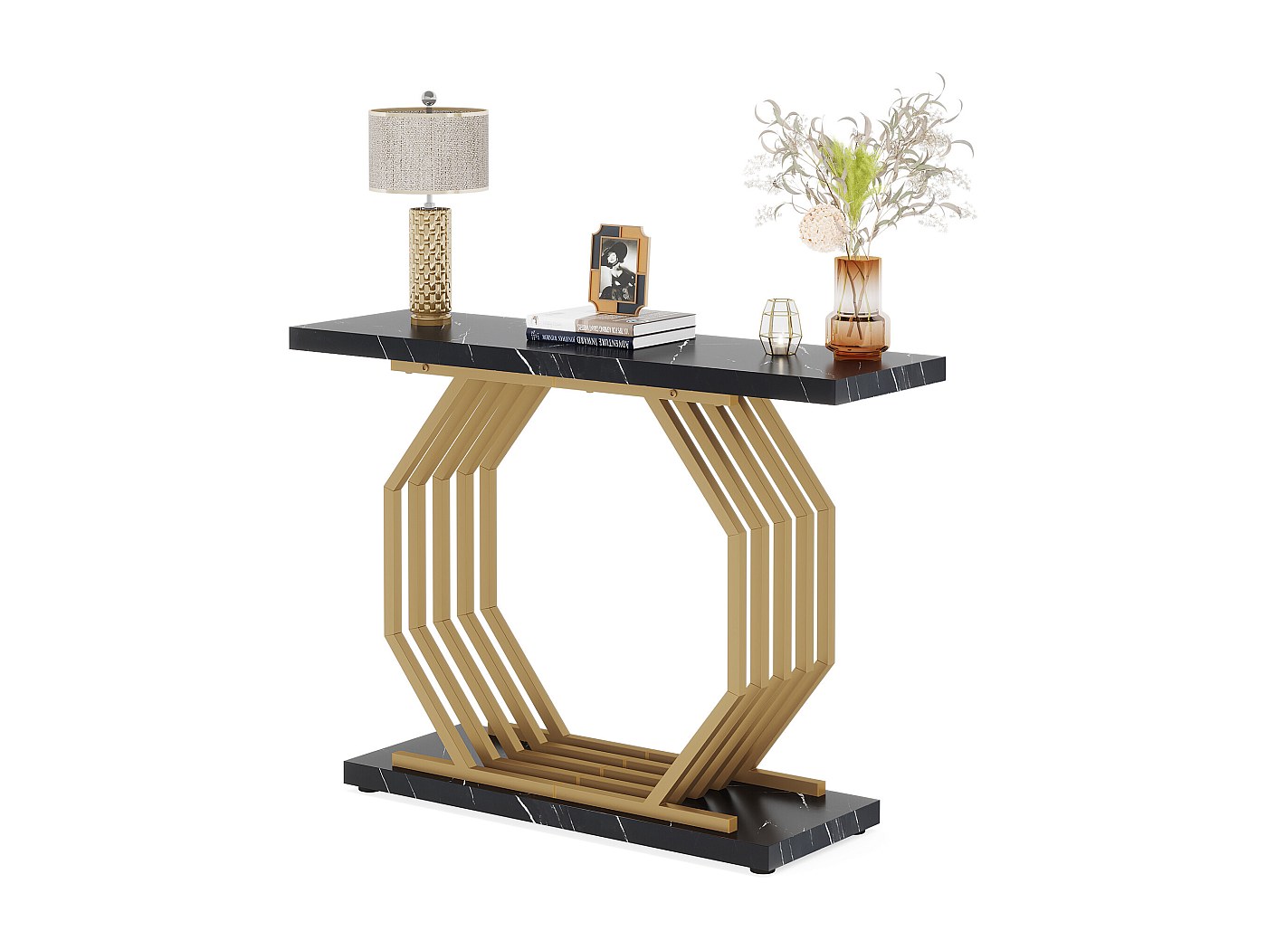 Table Console Moderne avec Base dorée, Table Console Meuble, 100 x 30 x ...