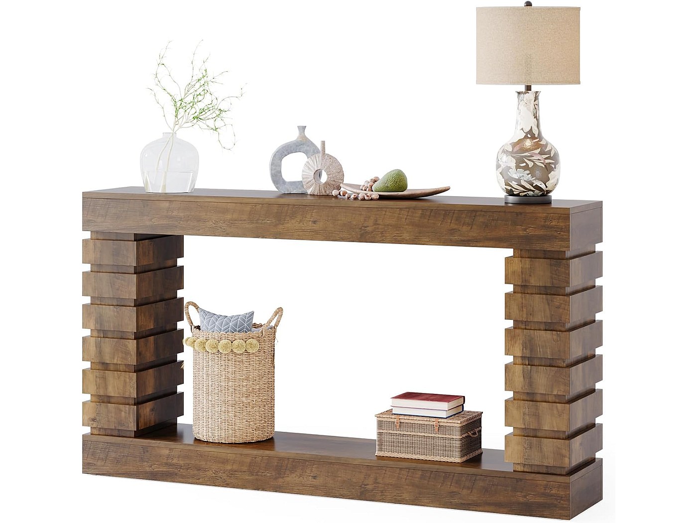 Table console de 160 cm de long, table d'entrée en bois avec rangement, table de canapé étroite ...