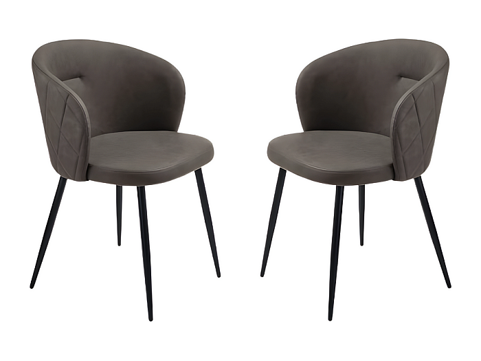 Komplet 2 krzeseł do jadalni w kolorze antracytowym "Boston" ze skóry ...