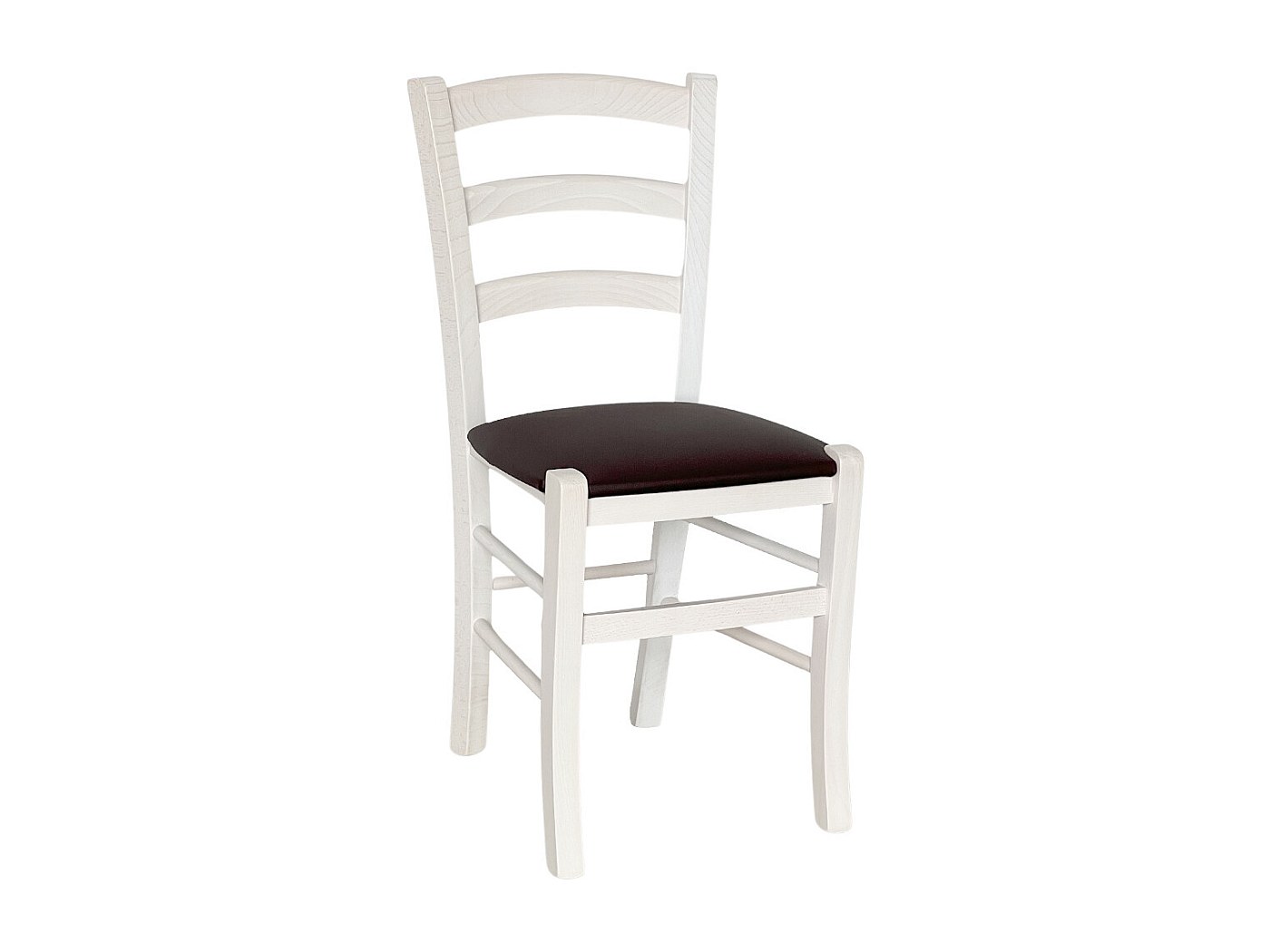 Chaise de campagne en bois de Venise blanche avec assise en simili cuir ...