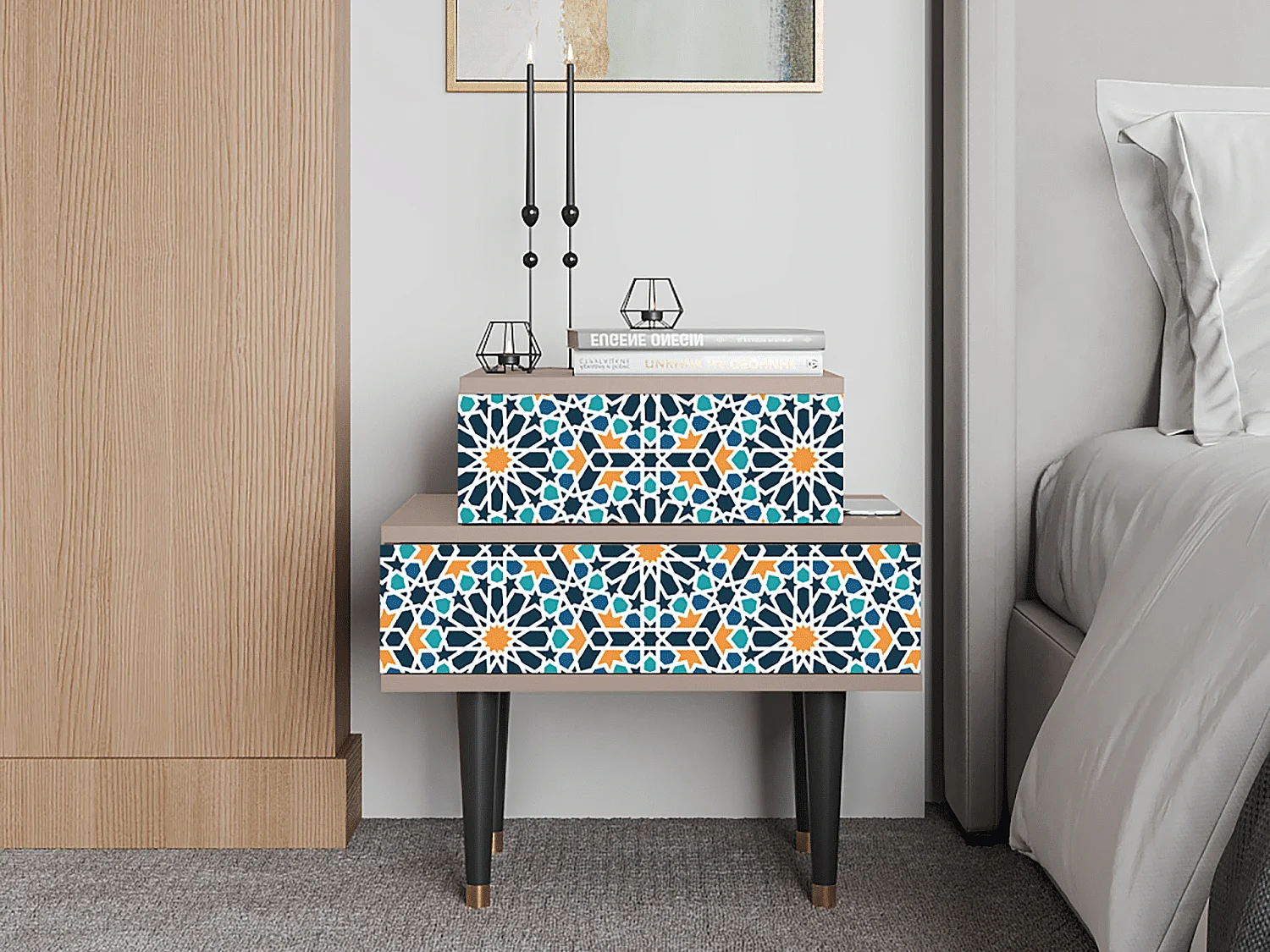 Comodino - 58х58х41 cm - NS1 - Kaleidoscope, Latte