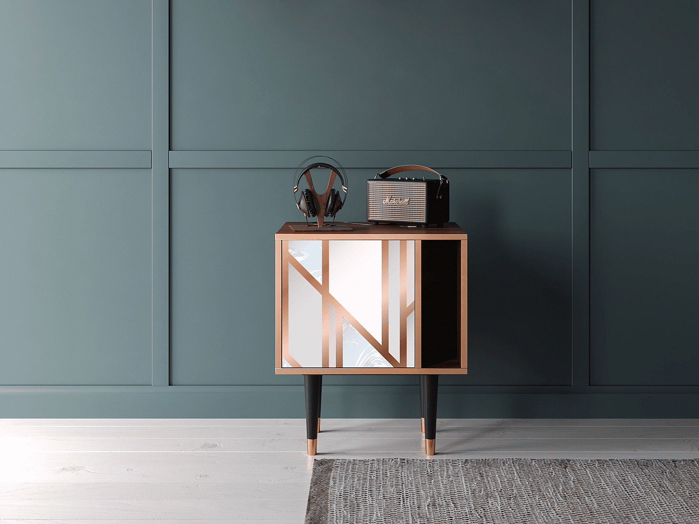 Mesita de noche - 57х69х48 cm - S2 - Champagne Story, Nogal