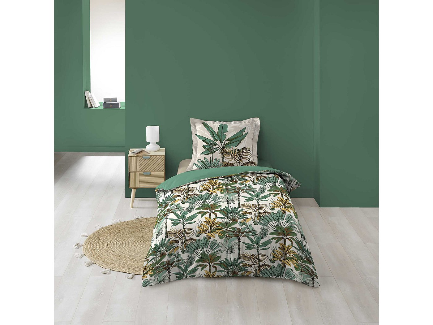 Parrure housse de couette 140x200cm Palmiers tropicaux