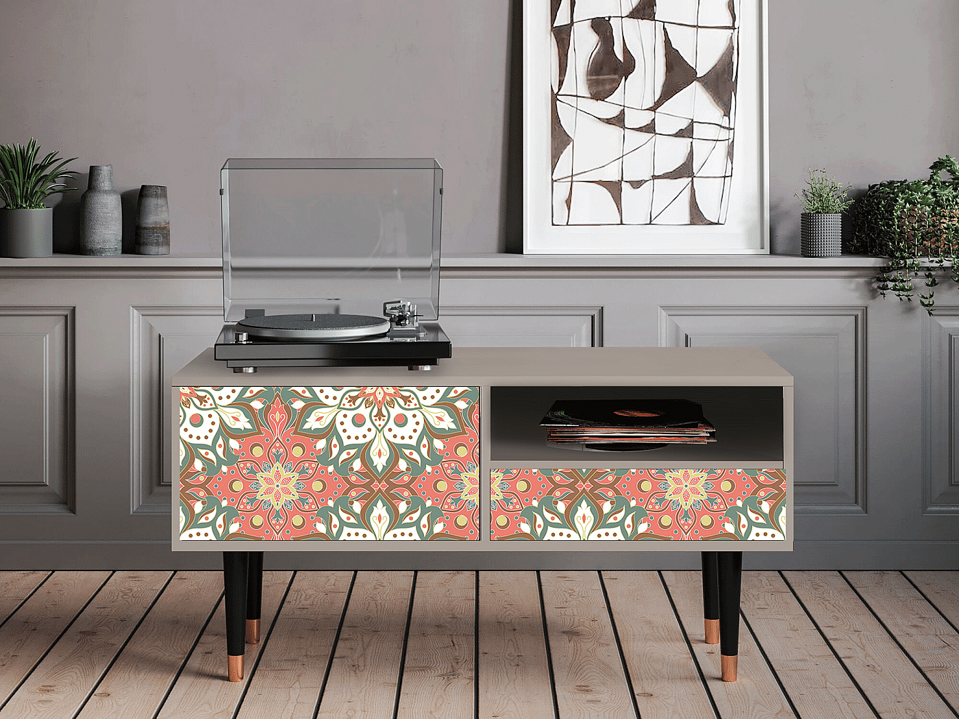 Meuble TV - 115х59х48 cm - T3 - Peach Grove, Sable