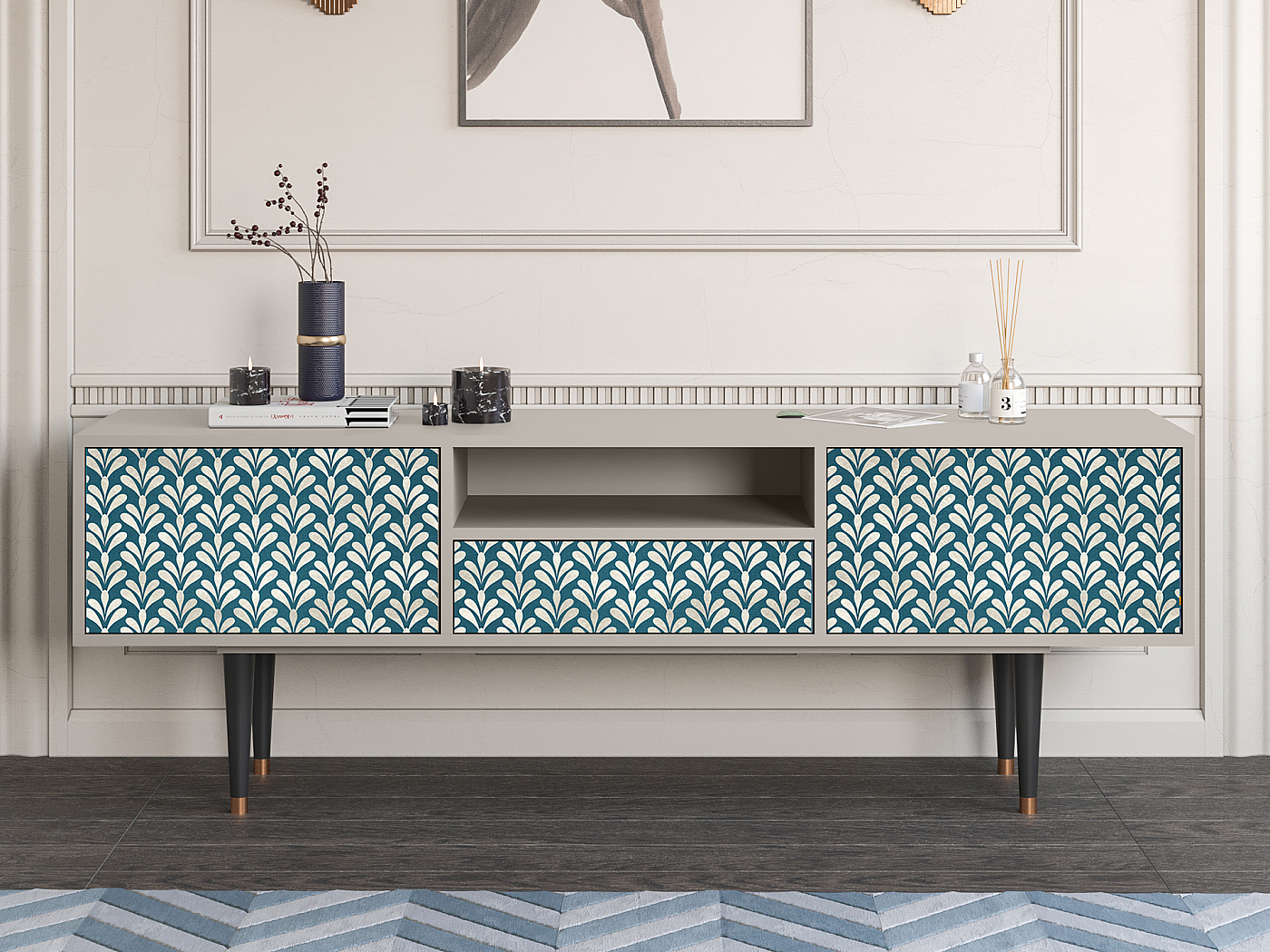 Mueble de TV - 170х59х41 cm - T6 - Milky Tears, Arena