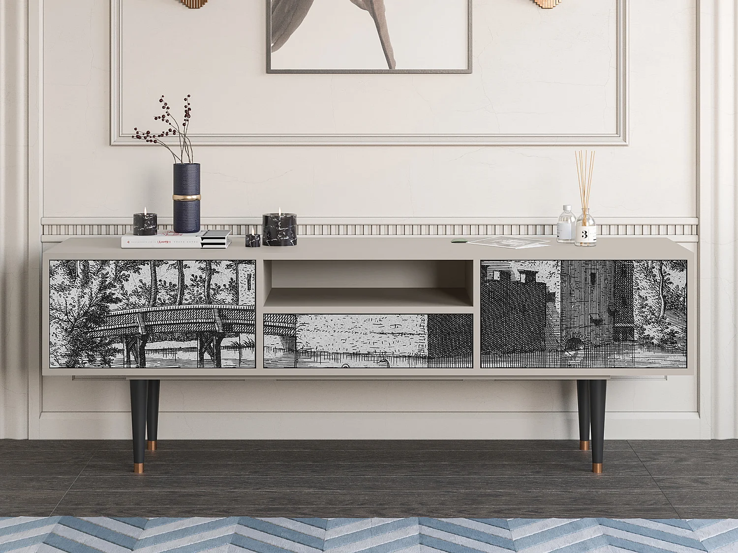 Mueble de TV - 170х59х41 cm - T6 - Castle by Breugel, Arena