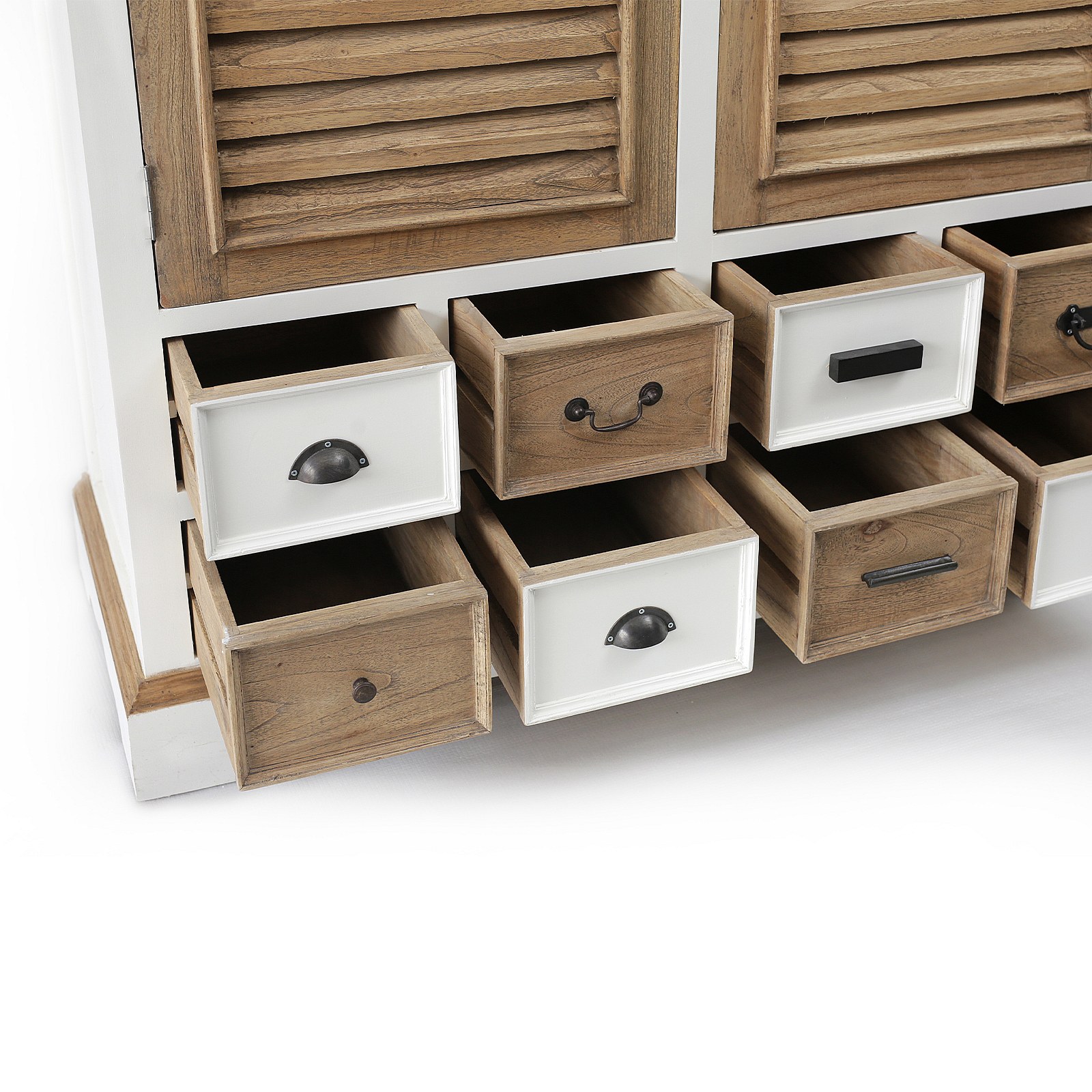 Grande armoire bicolore bois et blanc en manguier massif et porte ...