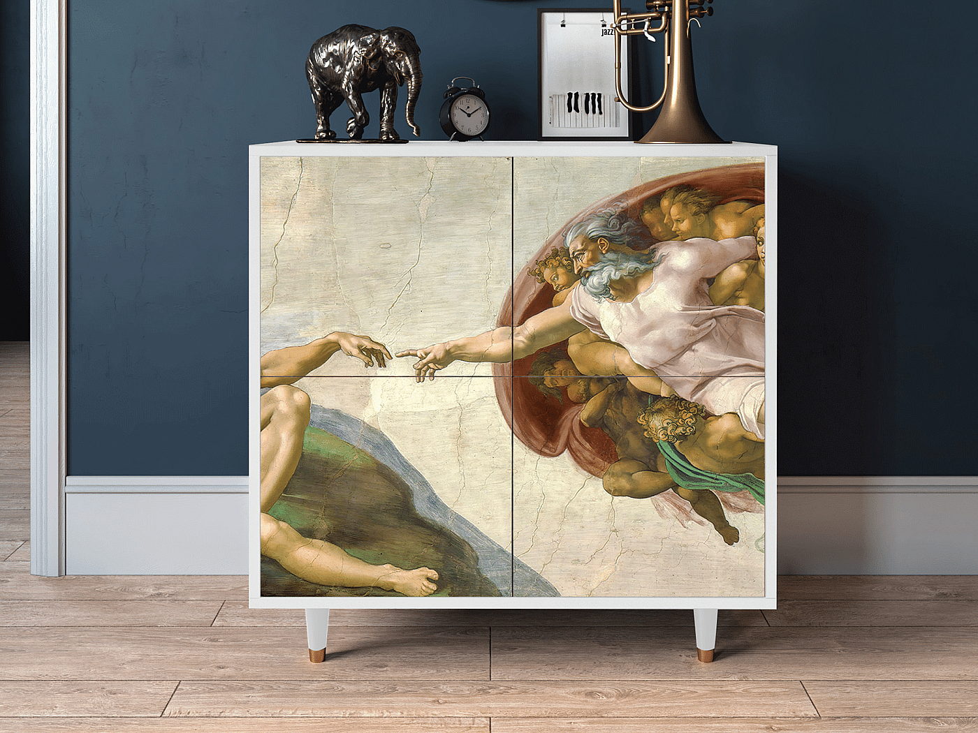 Sideboard - 94x96x48 cm - BS3 - The Creation of Adam, Weiß