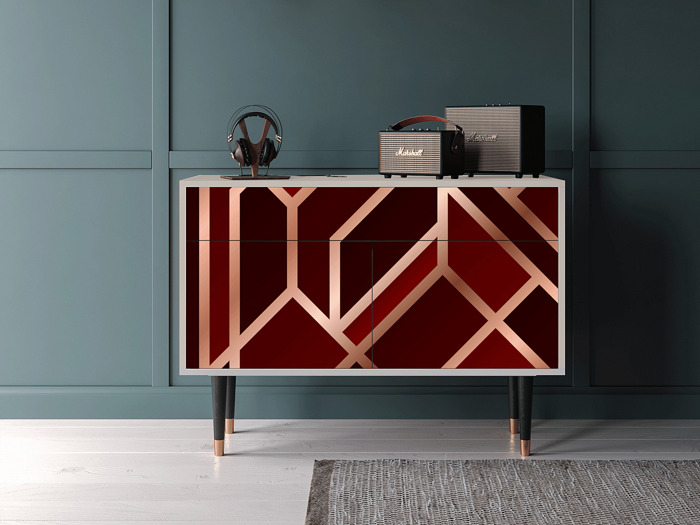 Kredens - 115x85x48 cm - BS4 - Velvet 1920's, Piaskowy