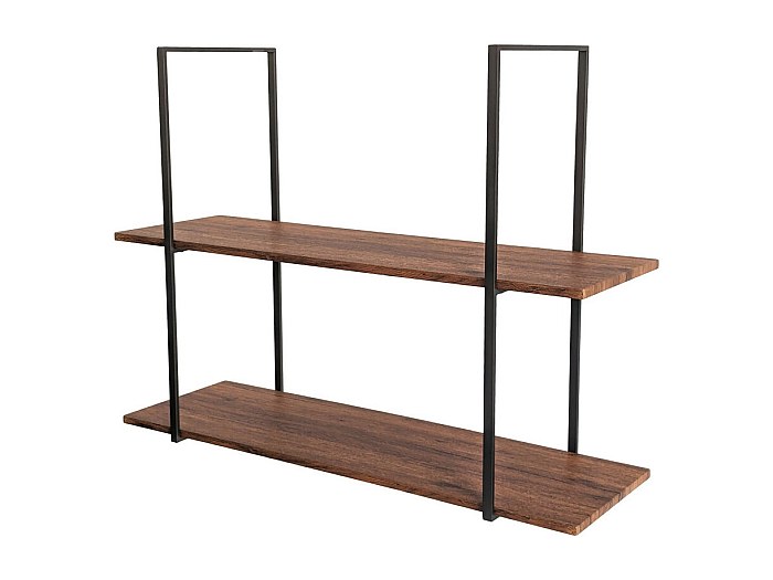 Mensola BAR SHELF 115 cm MARRONE con 2 ripiani porta bicchieri e ...